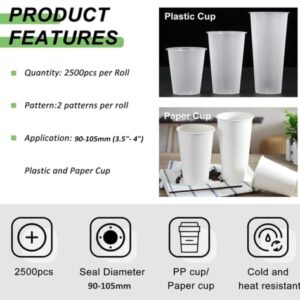 JIAWANSHUN Cup Sealer Film 90-105mm (3.55"- 4") for Boba Milk Tea Cup Sealing Film