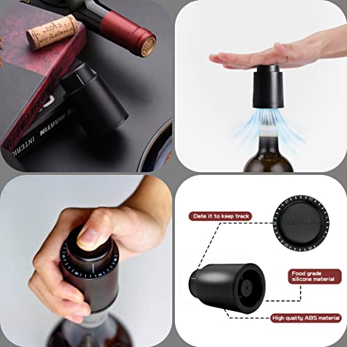 CQKWCGAB Five-Piece Electric Wine Opener Set,Battery Powered Automatic wine bottle opener with Foil Cutter, two Wine Stoppers and Pourer for wine lovers Gift, Kitchen Bar Party Outdoor Wedding helper