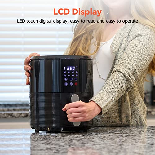 Kitcher3.5Qt Air Fryer LED Touch Digital Screen Hot Air Fryers Oven Oilless Cooker with Temperature Control 60 Minutes Timer Non-stick Fry Basket 50 Recipes Auto Shut Off Feature (Black)