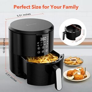 Kitcher3.5Qt Air Fryer LED Touch Digital Screen Hot Air Fryers Oven Oilless Cooker with Temperature Control 60 Minutes Timer Non-stick Fry Basket 50 Recipes Auto Shut Off Feature (Black)