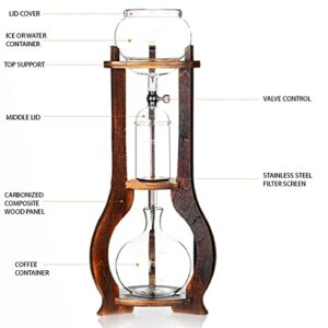 Nispira Iced Coffee Cold Brew Drip Tower Coffee Maker Wooden, 6-8 cup