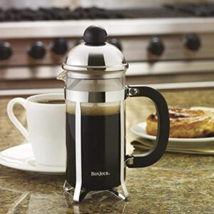 BonJour Coffee Stainless Steel French Press with Glass Carafe, 12.7-Ounce, Monet, Black Handle