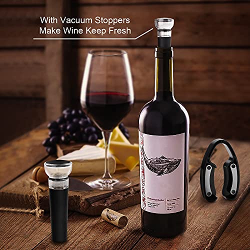 Abuytwo Electric Wine Opener Set, Automatic Corkscrew Remover One-click Rechargeable Wine Bottle Opener Kit with Foil Cutter Pourer Aerator Vacuum Stoppers for Wine Lovers Gift Christmas Home Party