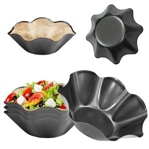 6pcs large-nonstick tortilla shell maker, dsvenroly 8.4-inch taco salad bowl pans makers set with silicone gloves & basting brush, carbon steel fluted tortilla shell pan baking molds for kitchen