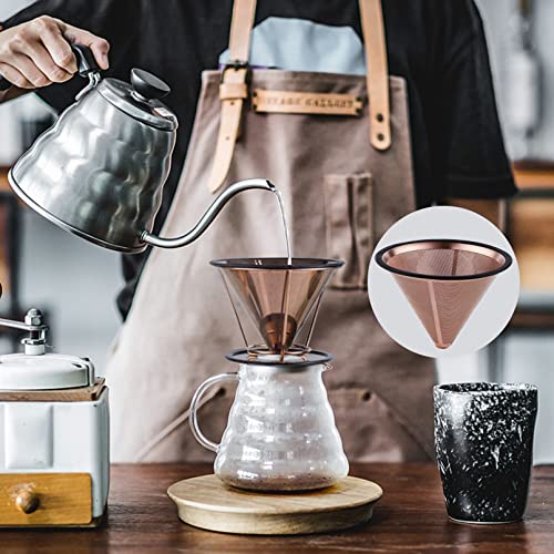 Wedrink Stainless Steel Pour Over Coffee Filter Reusable and Permanent V60 Coffee Cone Dripper Mesh Coffee Filter Paperless Coffee Maker (Rose Gold)