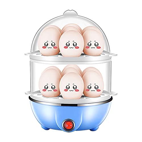 Decdeal Egg Cooker, Double Layer Egg Boiler 14 Egg Capacity, Hard Boiled Egg Cooker Anti-Dry Electric Food Steamer with 40mL Measuring Cup