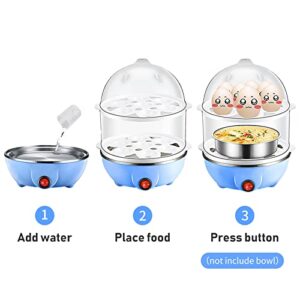 Decdeal Egg Cooker, Double Layer Egg Boiler 14 Egg Capacity, Hard Boiled Egg Cooker Anti-Dry Electric Food Steamer with 40mL Measuring Cup