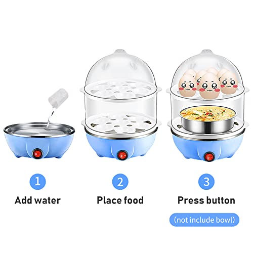 Decdeal Egg Cooker, Double Layer Egg Boiler 14 Egg Capacity, Hard Boiled Egg Cooker Anti-Dry Electric Food Steamer with 40mL Measuring Cup