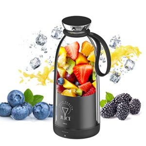 otpeir portable blender, 2400mah personal size blender with 6 blades type-c rechargeable juice blender for smoothies, milkshakes, 500ml/17.6oz – black