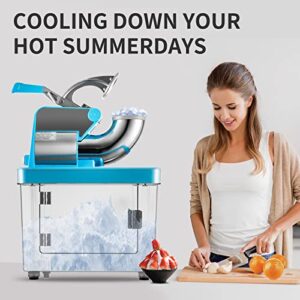 SmarketBuy Commercial Snow Cone Machine 110V Ice Crusher 396.8LBS/H Productivity Stainless Steel Double Blade 1450R/M Speedy Electric Ice Shaver with Storage Box