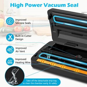 Vacuum Sealer Machine Preservation AILNJUC - Automatic Food Sealer Vacuum Sealer Built-in Cutter,with Air Sealing System & Bag Storage,Compact Design,Dry & Moist Food Modes,Led Indicator Lights