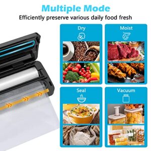 Vacuum Sealer Machine Preservation AILNJUC - Automatic Food Sealer Vacuum Sealer Built-in Cutter,with Air Sealing System & Bag Storage,Compact Design,Dry & Moist Food Modes,Led Indicator Lights