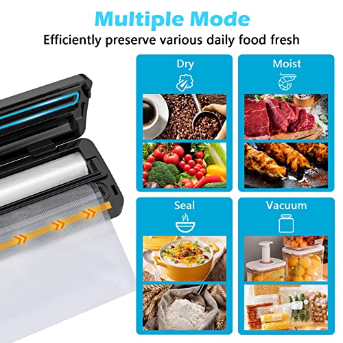 Vacuum Sealer Machine Preservation AILNJUC - Automatic Food Sealer Vacuum Sealer Built-in Cutter,with Air Sealing System & Bag Storage,Compact Design,Dry & Moist Food Modes,Led Indicator Lights