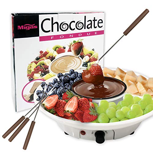 Chocolate Fondue Maker - 110V Electric Chocolate Melting Fondue Pot Set with 4 Steel Forks, Stainless Steel Bowl, Serving Tray, Upgraded Heating Material for Melting