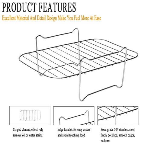 IUKOENTE Air Fryer Rack, 304 Stainless Steel Multilayer Dehydrator Rack For Double Boiler Air Fryers, Air Fryer Accessories Compatible with 4QT to 8QT Air fryer basket.