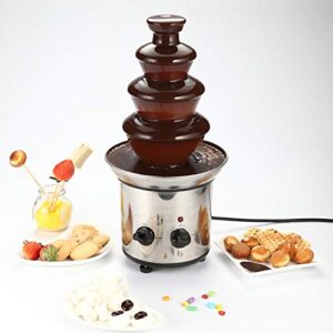 cholism chocolate fondue fountain machine, 4 tier 3-pound capacity stainless steel fondue fountain for chocolate nacho cheese, bbq sauce, ranch, liqueurs