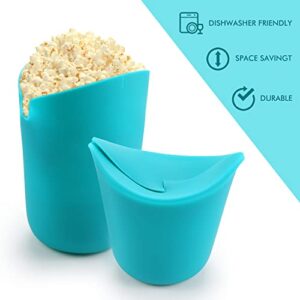 Silicone Microwave Popcorn Popper Maker Reusable Popcorn Buckets Single Serve Portion Popcorn Bowls Set For Family Dishwasher Safe 2 piece