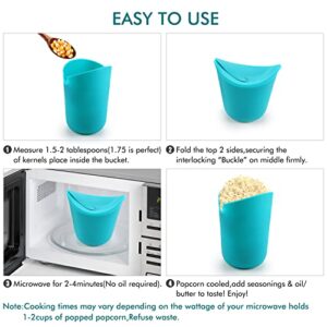 Silicone Microwave Popcorn Popper Maker Reusable Popcorn Buckets Single Serve Portion Popcorn Bowls Set For Family Dishwasher Safe 2 piece