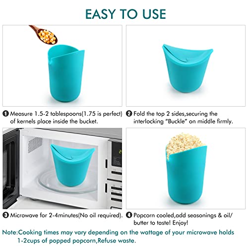 Silicone Microwave Popcorn Popper Maker Reusable Popcorn Buckets Single Serve Portion Popcorn Bowls Set For Family Dishwasher Safe 2 piece