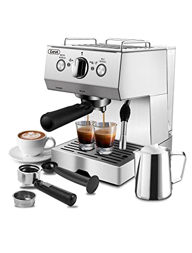 Espresso Machines 15 Bar with Adjustable Milk Frother Wand Expresso Coffee Machine for Cappuccino, Latte, Mocha, Machiato, 1.5L Removable Water Tank, Double Temperature Control System, 1100W, Black