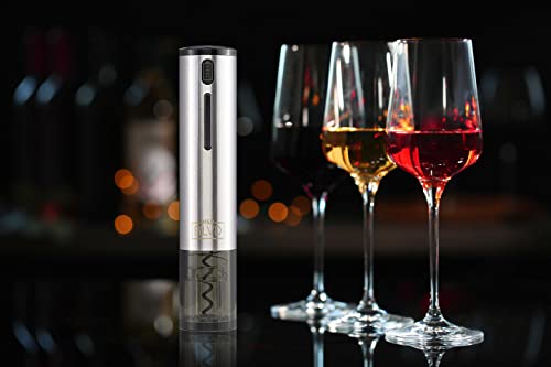 Electric Wine Bottle Opener by M&R Blvd. - Deluxe Rechargeable Stainless Steel Electric Corkscrew, USB Charging Cable - Premium Bar Accessory & Wine Gift