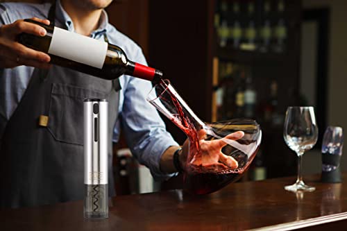 Electric Wine Bottle Opener by M&R Blvd. - Deluxe Rechargeable Stainless Steel Electric Corkscrew, USB Charging Cable - Premium Bar Accessory & Wine Gift