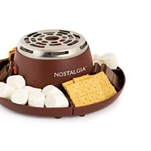 Nostalgia MyMini Electric S'mores Maker, Tabletop Indoor Machine with 4 Compartment Trays for Graham Crackers, Chocolate, Marshmallows, 2 Forks, Brown