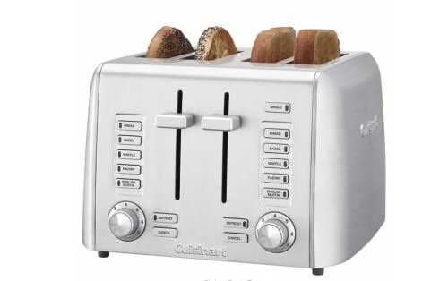 Cuisinart Bread, Bagel, English Muffin, Frozen Waffle and Pastry, 4-Slot Version with High Lift Carriage,7 Shade settings,4-Slice Custom Select Toaster