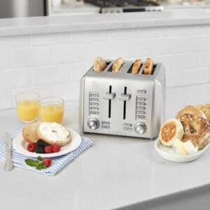 Cuisinart Bread, Bagel, English Muffin, Frozen Waffle and Pastry, 4-Slot Version with High Lift Carriage,7 Shade settings,4-Slice Custom Select Toaster