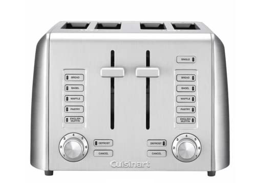 Cuisinart Bread, Bagel, English Muffin, Frozen Waffle and Pastry, 4-Slot Version with High Lift Carriage,7 Shade settings,4-Slice Custom Select Toaster