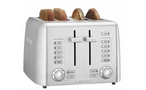 Cuisinart Bread, Bagel, English Muffin, Frozen Waffle and Pastry, 4-Slot Version with High Lift Carriage,7 Shade settings,4-Slice Custom Select Toaster