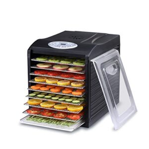 samson “silent” 9 stainless steel tray dehydrator with digital timer and temperature control for fruit, vegetables, beef jerky, herbs, dog treats, fruit leathers and more