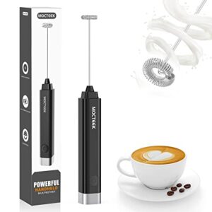 mocteek milk frother, handheld mini foamer maker for latte coffee, cappuccino, hot chocolate,matcha, frappe (black)