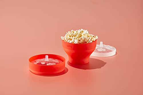 Lékué Mini Microwave Popcorn Maker, 5 x 3.5in, Red