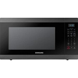 samsung 1.9 cu ft countertop microwave oven w/ large capacity, ceramic enamel interior, sensor cook, built-in capability, 950 watt, ms19m8020tg/aa, fingerprint resistant stainless steel, black