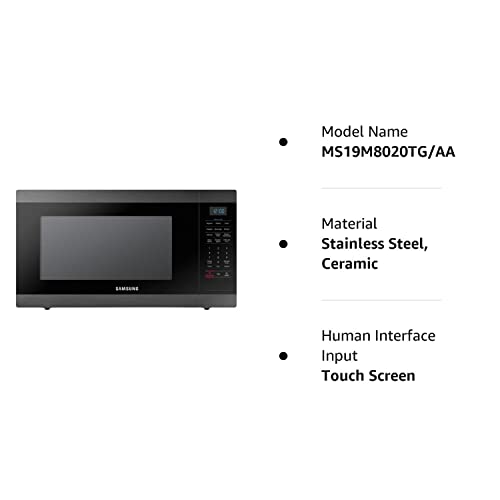 SAMSUNG 1.9 Cu Ft Countertop Microwave Oven w/ Large Capacity, Ceramic Enamel Interior, Sensor Cook, Built-In Capability, 950 Watt, MS19M8020TG/AA, Fingerprint Resistant Stainless Steel, Black