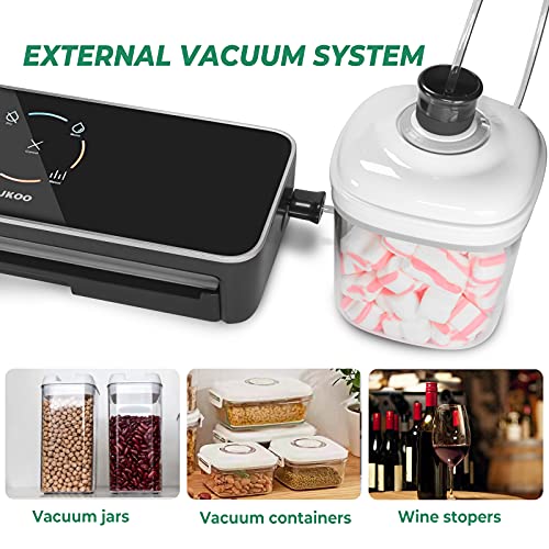 Vacuum Sealer Machine, ZUUKOO Automatic Food Sealer for Food Sealer Vacuum Sealing System, One-Touch Operation Food Vacuum Sealers, Powerful Moist Mode for Wet Food.(10 Vacuum Bags Included)