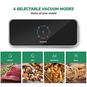 Vacuum Sealer Machine, ZUUKOO Automatic Food Sealer for Food Sealer Vacuum Sealing System, One-Touch Operation Food Vacuum Sealers, Powerful Moist Mode for Wet Food.(10 Vacuum Bags Included)