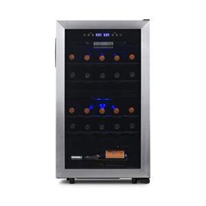 NewAir Wine Cooler and Refrigerator | 28 Bottle Capacity | Freestanding/Built-in Countertop Wine Cellar in Stainless Steel with UV Protected Glass Door NWC028SS01