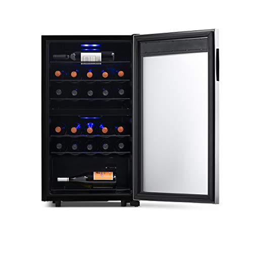 NewAir Wine Cooler and Refrigerator | 28 Bottle Capacity | Freestanding/Built-in Countertop Wine Cellar in Stainless Steel with UV Protected Glass Door NWC028SS01