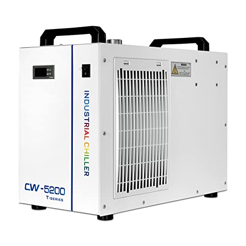 Cloudray Industrial Water Chiller CW-5200DH 6L 0.81HP 3.43gpm Water Cooling System for 60W 70W 80W 90W 100W 120W 130W 150W,CO2 Laser Engraving & Cutting Machines,Cools 5596 Btu/h(Upgraded 5200DG )