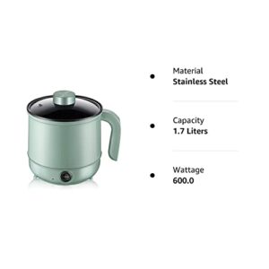 MINTER Mini Electric Hot Pot with Steam Rack, 1.7L Rapid Noodle Cooker, Mini Hot Pot, Egg Cooker, Non-Stick Casserole, 110V 600W -