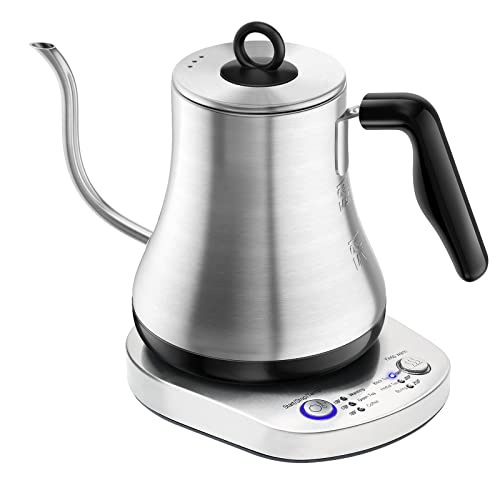 Homtone Gooseneck Electric Kettle, Coffee Pour Over Kettle, Temp Control Tea Kettle, Stainless Steel kettle with 6 Variable Presets, Auto Shutoff, 0.8L