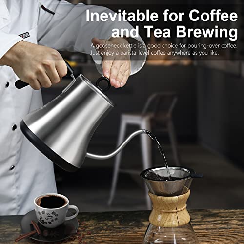 Homtone Gooseneck Electric Kettle, Coffee Pour Over Kettle, Temp Control Tea Kettle, Stainless Steel kettle with 6 Variable Presets, Auto Shutoff, 0.8L