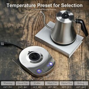 Homtone Gooseneck Electric Kettle, Coffee Pour Over Kettle, Temp Control Tea Kettle, Stainless Steel kettle with 6 Variable Presets, Auto Shutoff, 0.8L