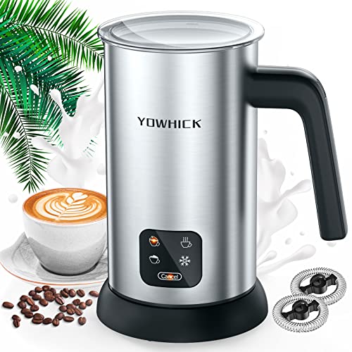 YOWHICK Milk Frother, 4-in-1 Electric Milk Steamer Stainless Steel,10.1oz/300ml Large Capacity, Automatic Hot/Cold Foam Maker and Milk Warmer for Latte, Cappuccinos, Macchiato, Hot Chocolate,120V