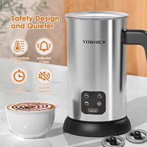 YOWHICK Milk Frother, 4-in-1 Electric Milk Steamer Stainless Steel,10.1oz/300ml Large Capacity, Automatic Hot/Cold Foam Maker and Milk Warmer for Latte, Cappuccinos, Macchiato, Hot Chocolate,120V