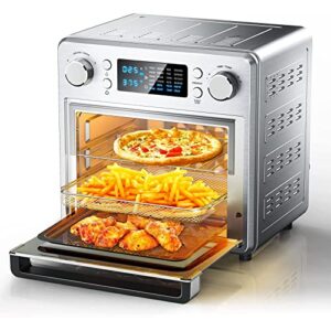 air fryer toaster oven combo countertop convection ovens – 24-in-1 air fry, bake, broil, toast, roast, dehydrate, defrost and more functions, 15l/15.9qt capacity, 10 accessories, lcd display, stainless steel