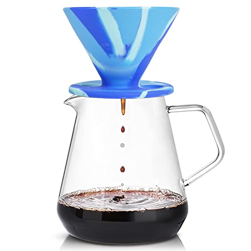 Qullai The Original JavaFlex Premium Foldable Silicone Pour Over Coffee Maker and Storage Pouch. Uses #2 V60 Cone Coffee Filters