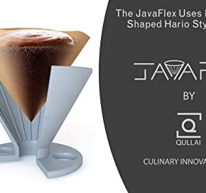 Qullai The Original JavaFlex Premium Foldable Silicone Pour Over Coffee Maker and Storage Pouch. Uses #2 V60 Cone Coffee Filters